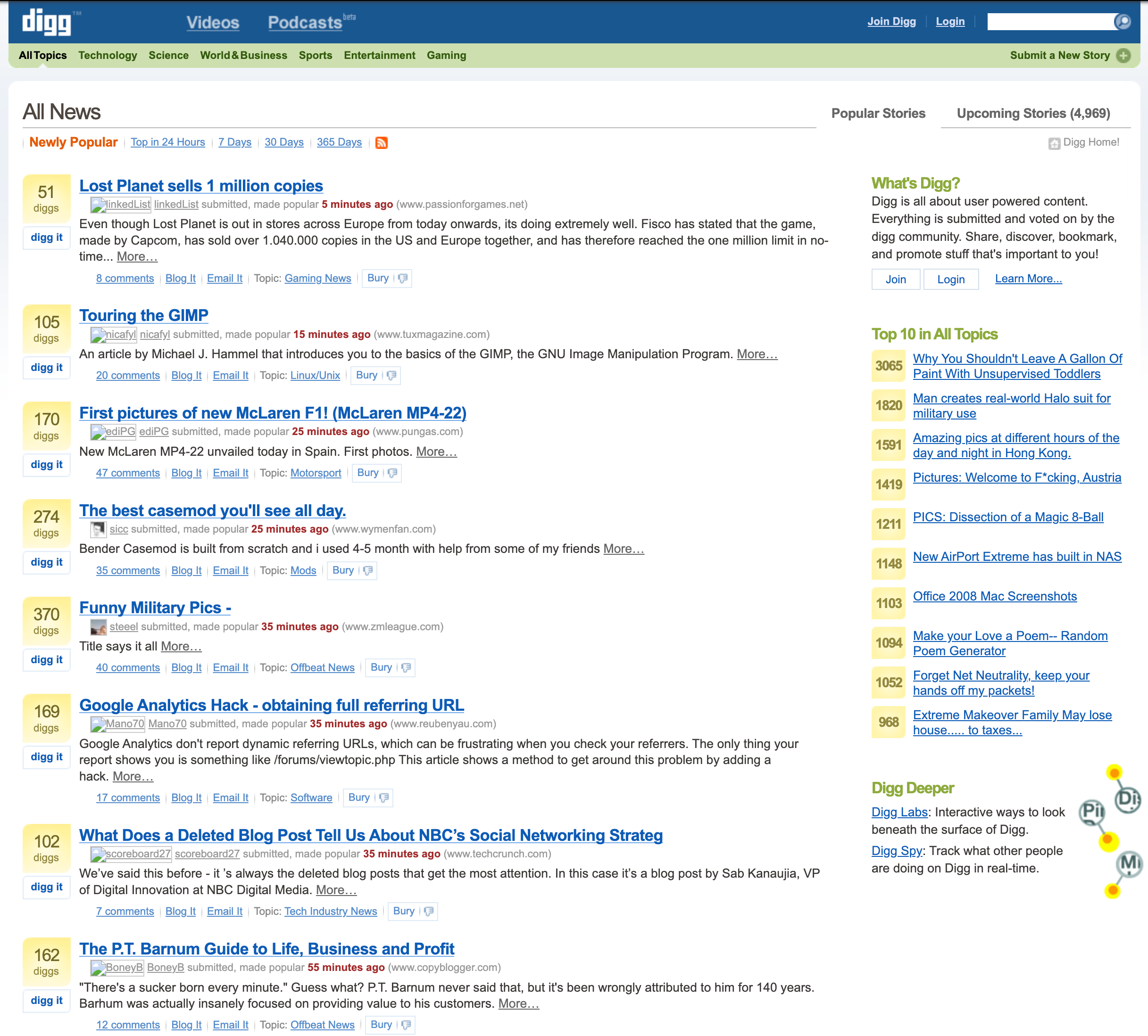 This Was the Front Page of the Internet (2007) | digg | Digg